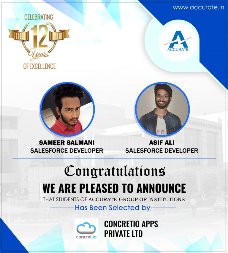 Students of B.Tech has been Selected by CONCRETE IO - Blog - Accurate ...